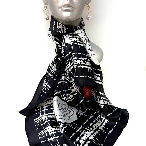 accentrix | Accessories | Newfeel Of Silk Lux Scarf Blackwhite | Poshmark